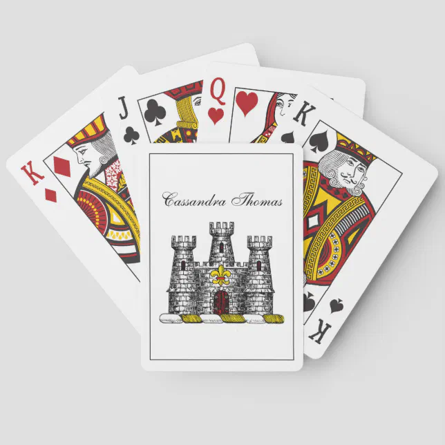 Vintage Heraldic Castle Emblem CoatofArms Crest C Poker Cards | Zazzle