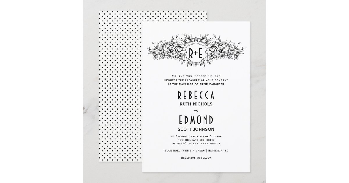 Vintage heraldic crest with initials wedding invitation | Zazzle