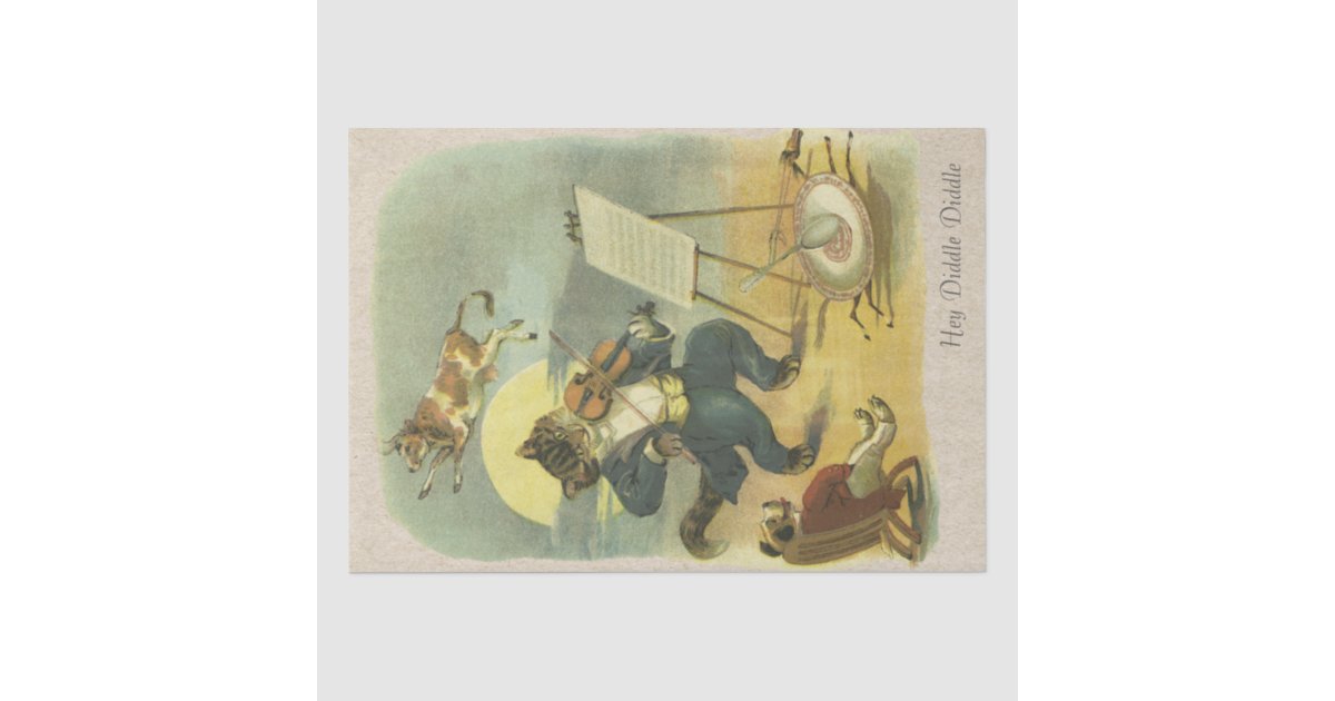 Vintage Hey Diddle Diddle Nursery Rhyme Decoupage Tissue Paper | Zazzle