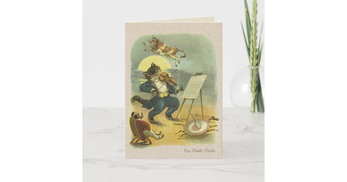 Vintage Hey Diddle Diddle Nursery Rhyme Restored Note Card | Zazzle
