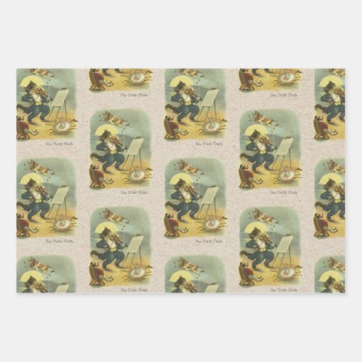 Vintage Hey Diddle Diddle Nursery Rhyme Restored Wrapping Paper Sheets ...