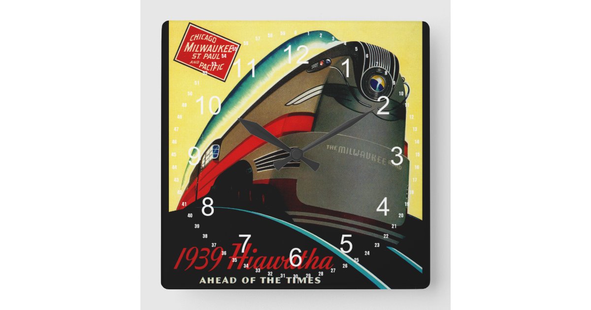 Vintage Hiawatha Streamlined Train Square Wall Clock | Zazzle