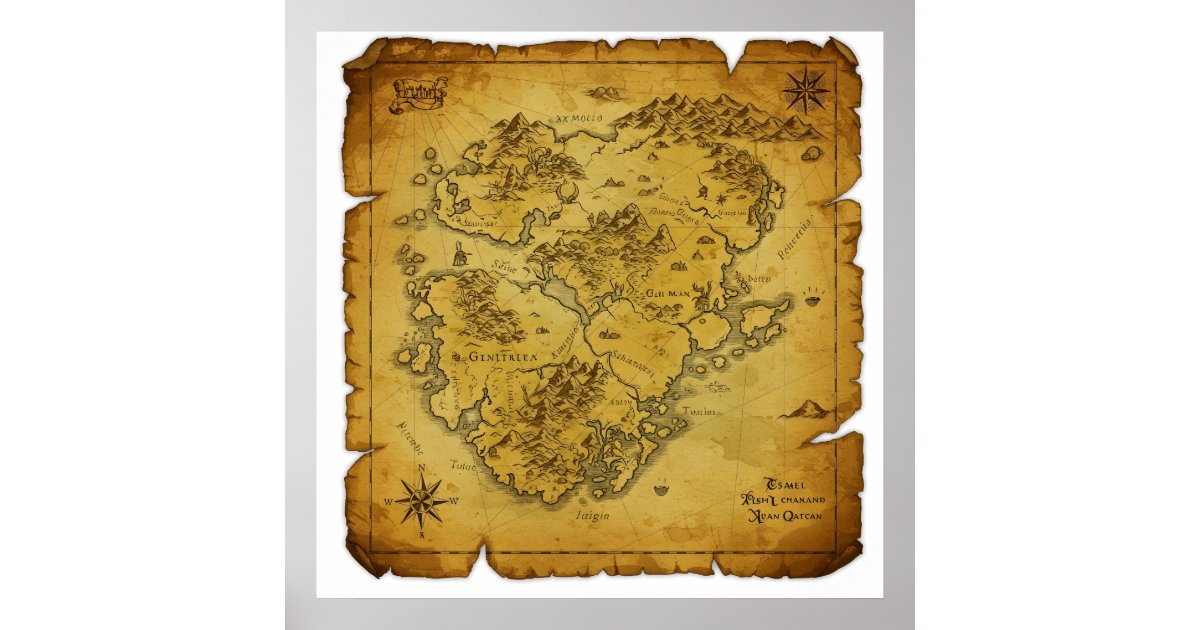 Vintage Hidden World Map Poster | Zazzle