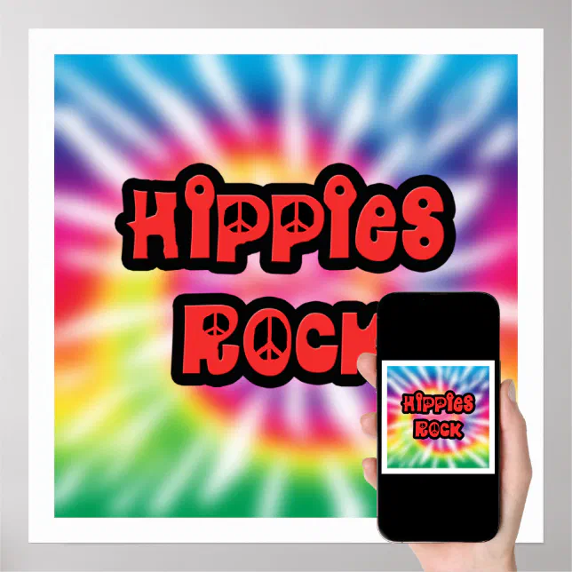 Vintage Hippies Rock Tie Dye Poster | Zazzle