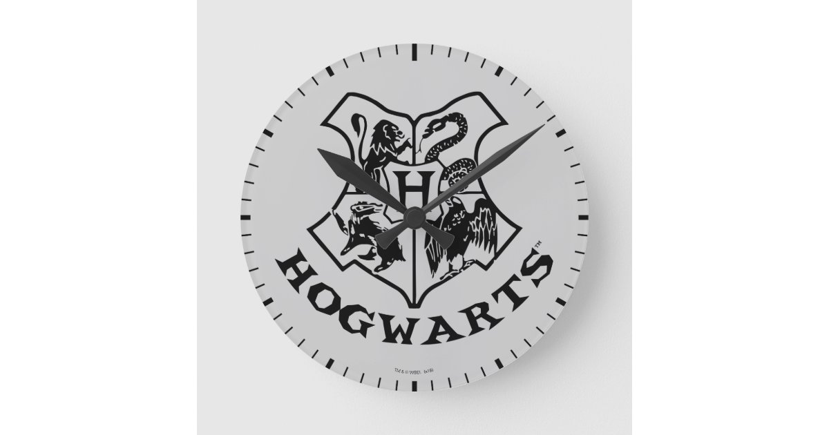 Vintage HOGWARTS™ School Crest Round Clock | Zazzle