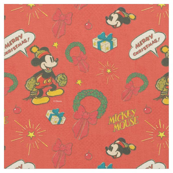 Mickey Mouse | Grid Pattern Fabric | Zazzle