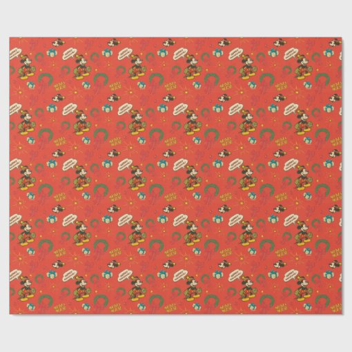 Vintage Holiday Mickey Mouse Pattern Wrapping Paper | Zazzle