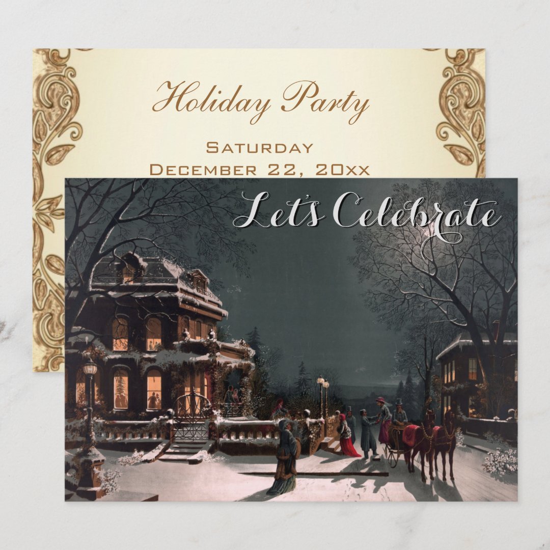 Vintage Holiday Victorian Christmas Party Invitation | Zazzle