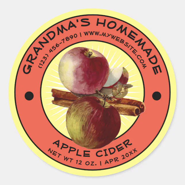 Vintage Homemade Apple Cider Label Template | Zazzle