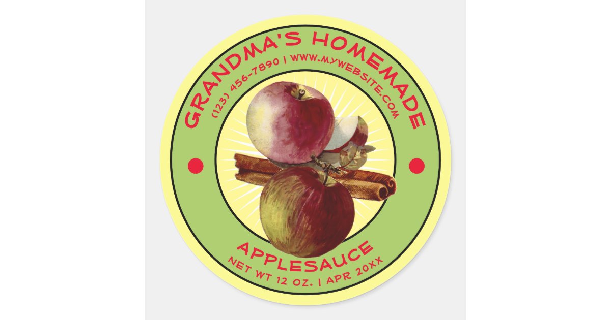 Vintage Homemade Apple Sauce Label Template | Zazzle