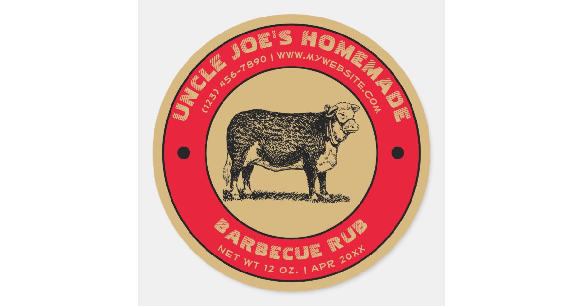 Vintage Homemade Barbecue Rub Label Template | Zazzle