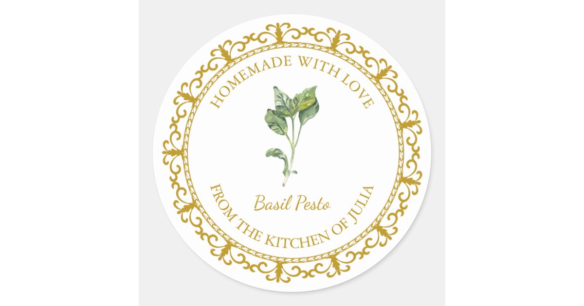 Vintage Homemade Basil Pesto Label l White | Zazzle
