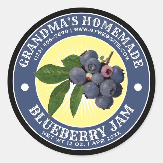 Vintage Homemade Blueberry Jam Label Template | Zazzle.com