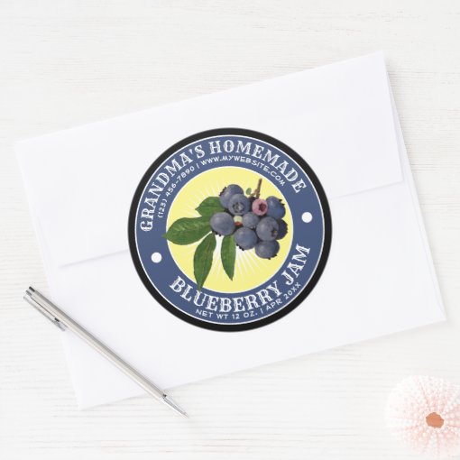 Vintage Homemade Blueberry Jam Label Template | Zazzle