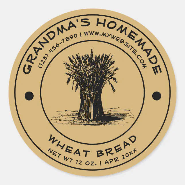 Vintage Homemade Bread Label Template | Zazzle