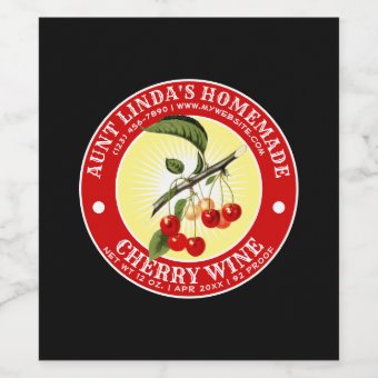 Vintage Homemade Cherry Wine Label Template | Zazzle