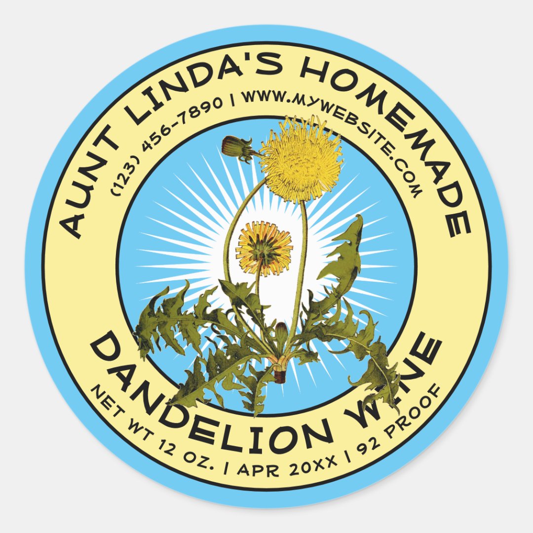 Vintage Homemade Dandelion Wine Label Template | Zazzle