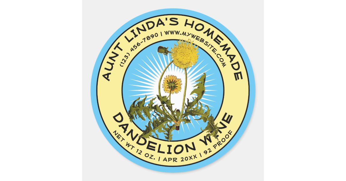 Vintage Homemade Dandelion Wine Label Template | Zazzle