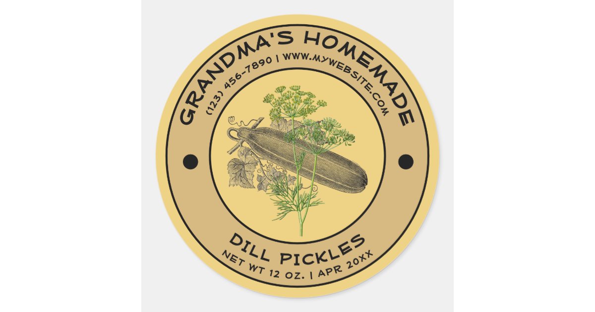 Vintage Homemade Dill Pickles Label Template | Zazzle