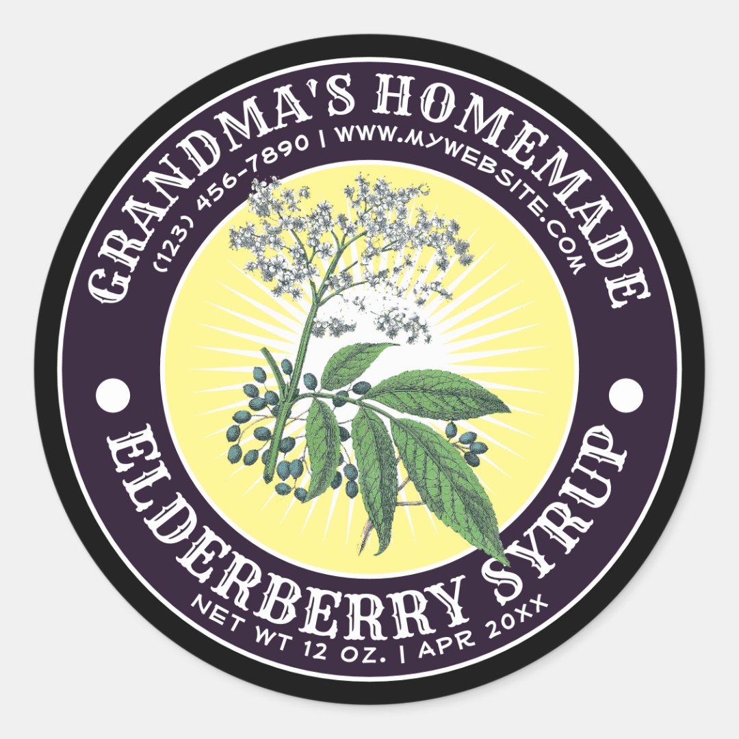 Vintage Homemade Elderberry Label Template | Zazzle