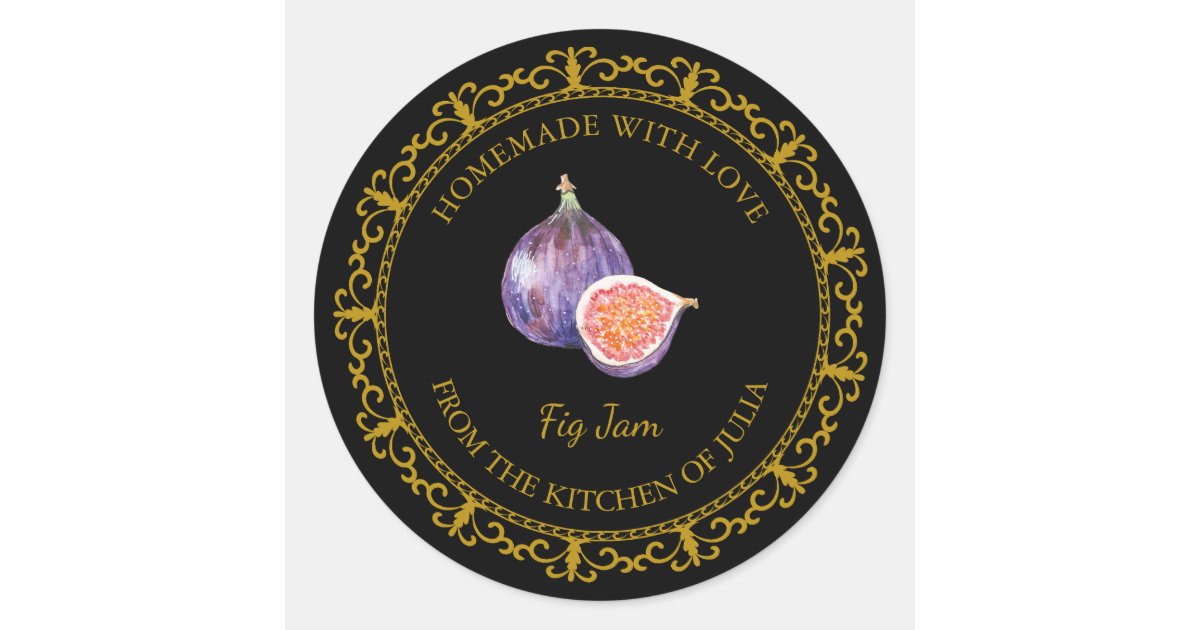 Vintage Homemade Fig Jam Label l Black | Zazzle