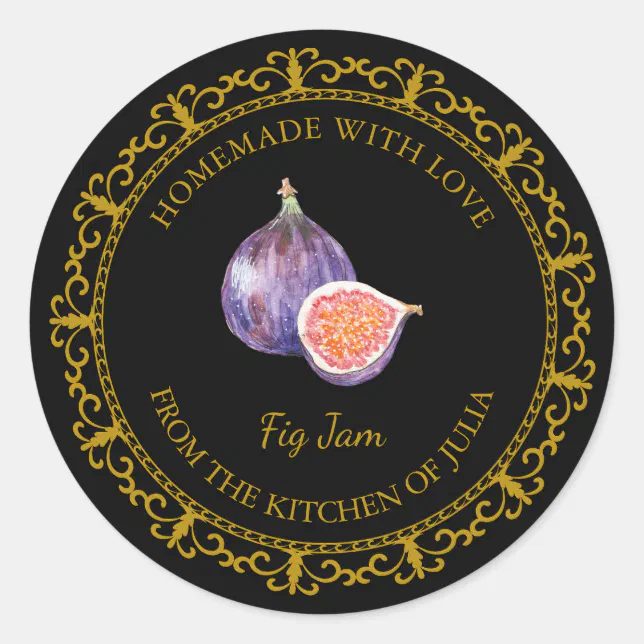 Vintage Homemade Fig Jam Label l Black | Zazzle
