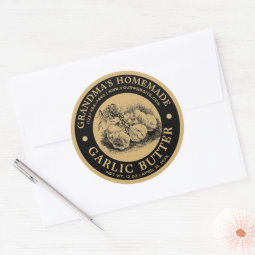 Vintage Homemade Garlic Butter Label Template | Zazzle