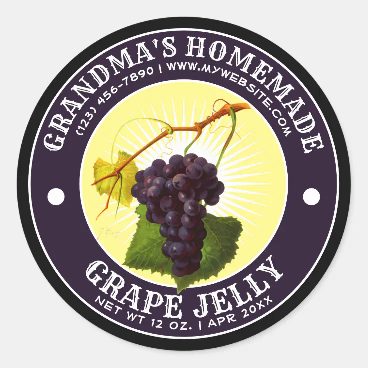 Vintage Homemade Grape Jelly Label Template Zazzle