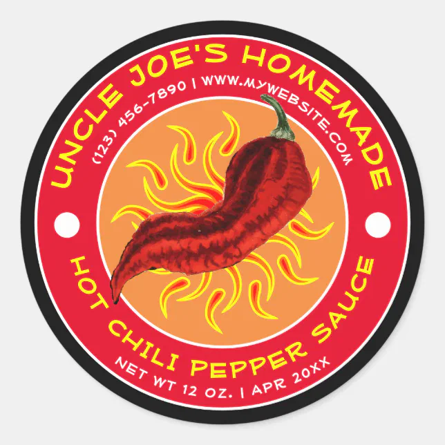 Vintage Homemade Hot Chili Pepper Sauce Classic Round Sticker | Zazzle