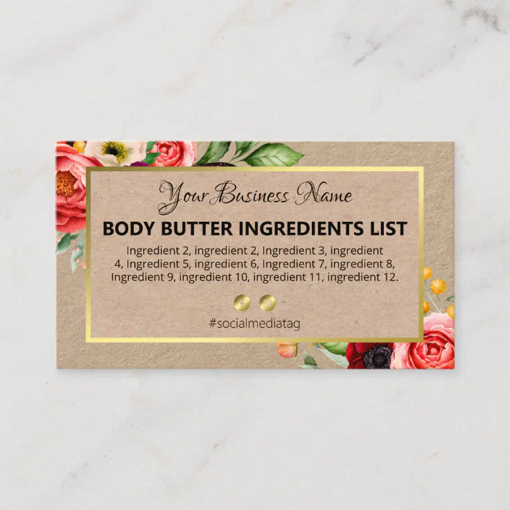 Vintage Homemade Ingredients Instructions Business Card | Zazzle