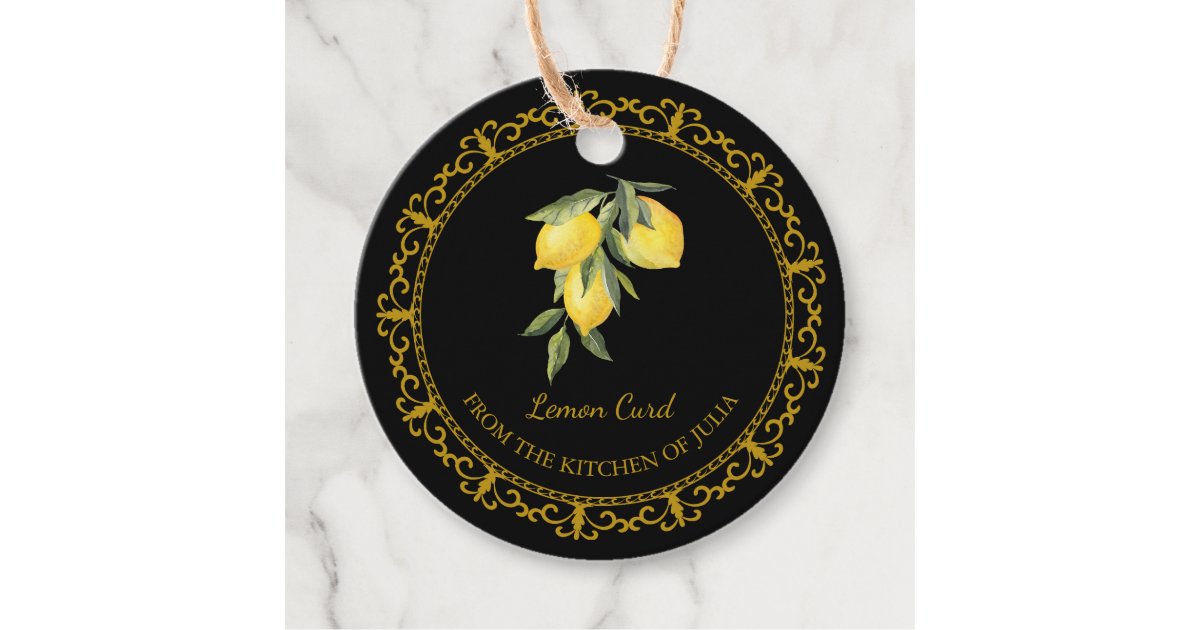 Vintage Homemade Lemon Curd Hang Tag l Black | Zazzle