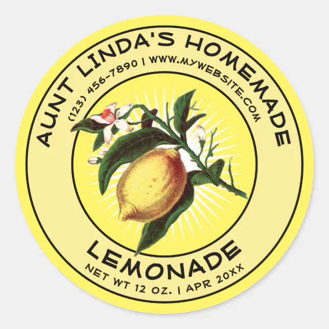 Vintage Homemade Lemonade Label Template | Zazzle