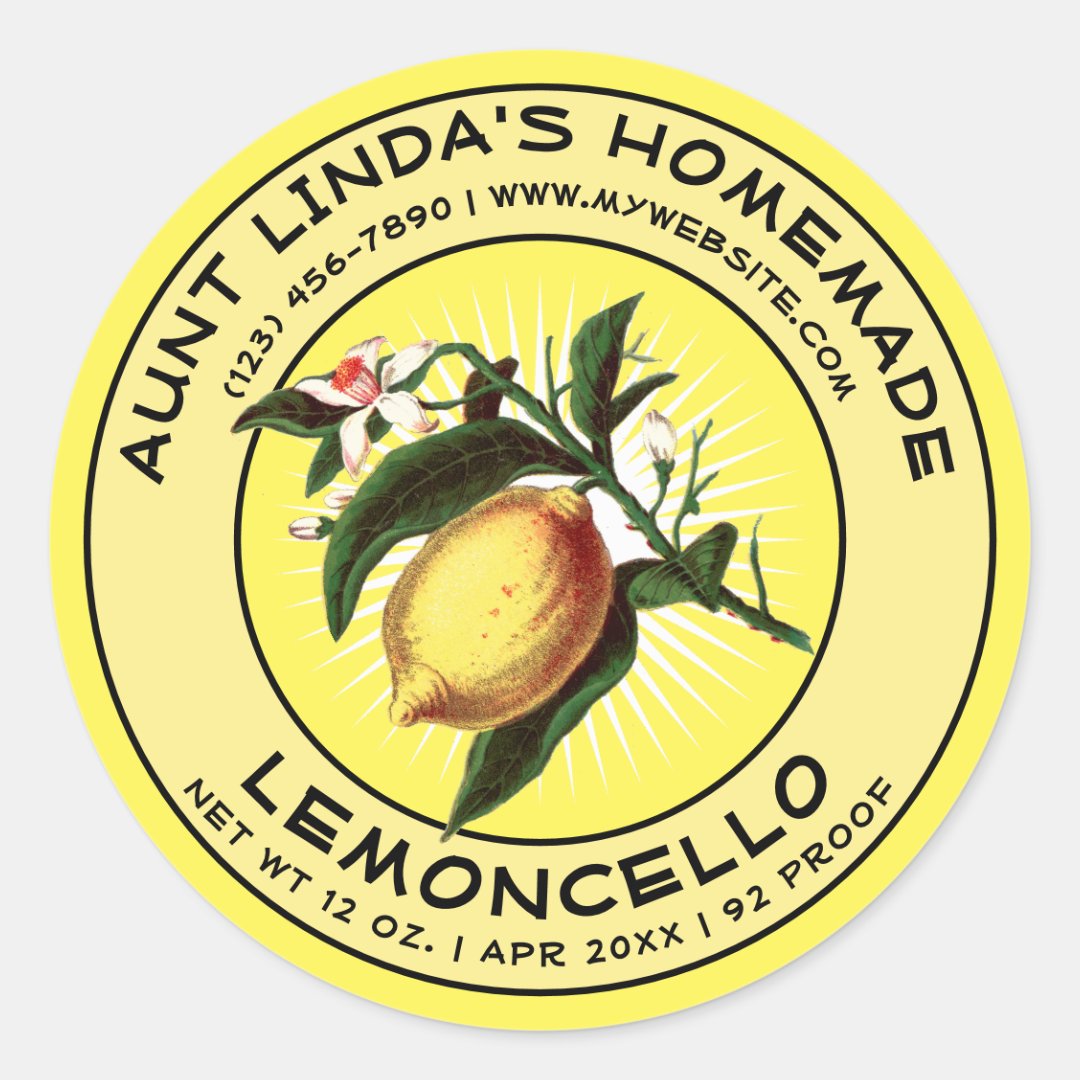 Vintage Homemade Lemoncello Label Template | Zazzle