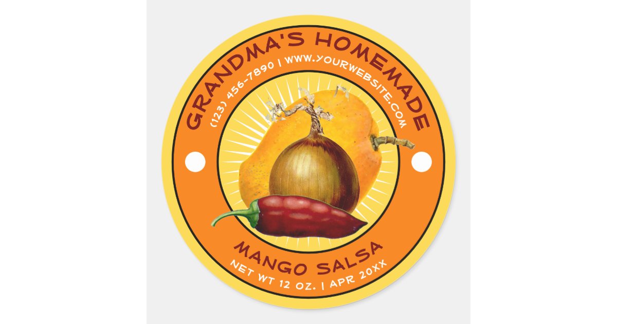 Vintage Homemade Mango Salsa Label Template | Zazzle