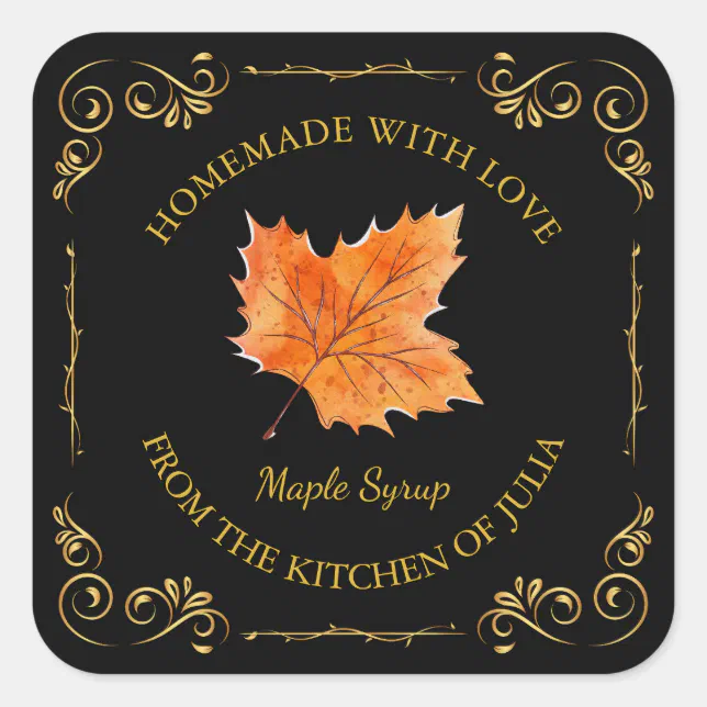 Vintage Homemade Maple Syrup Square Label | Zazzle