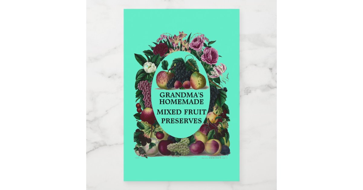 Vintage Homemade Mixed Fruit Preserves Template Food Label | Zazzle