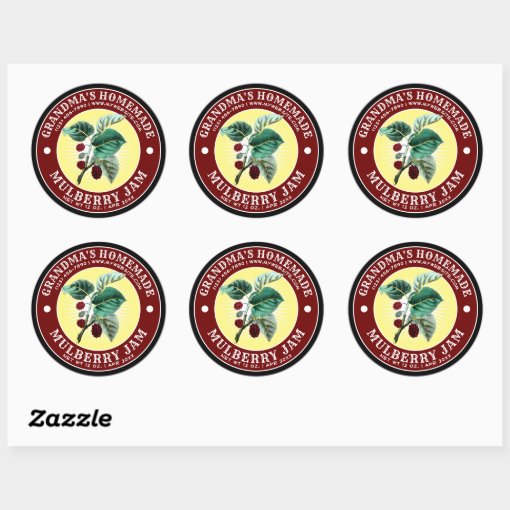 Vintage Homemade Mulberry Jam Template Classic Round Sticker | Zazzle