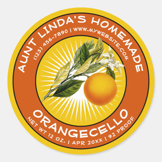 Vintage Homemade Orangecello Label Template | Zazzle