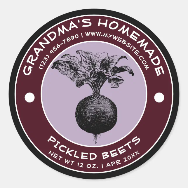 Vintage Homemade Pickled Beets Label Template | Zazzle