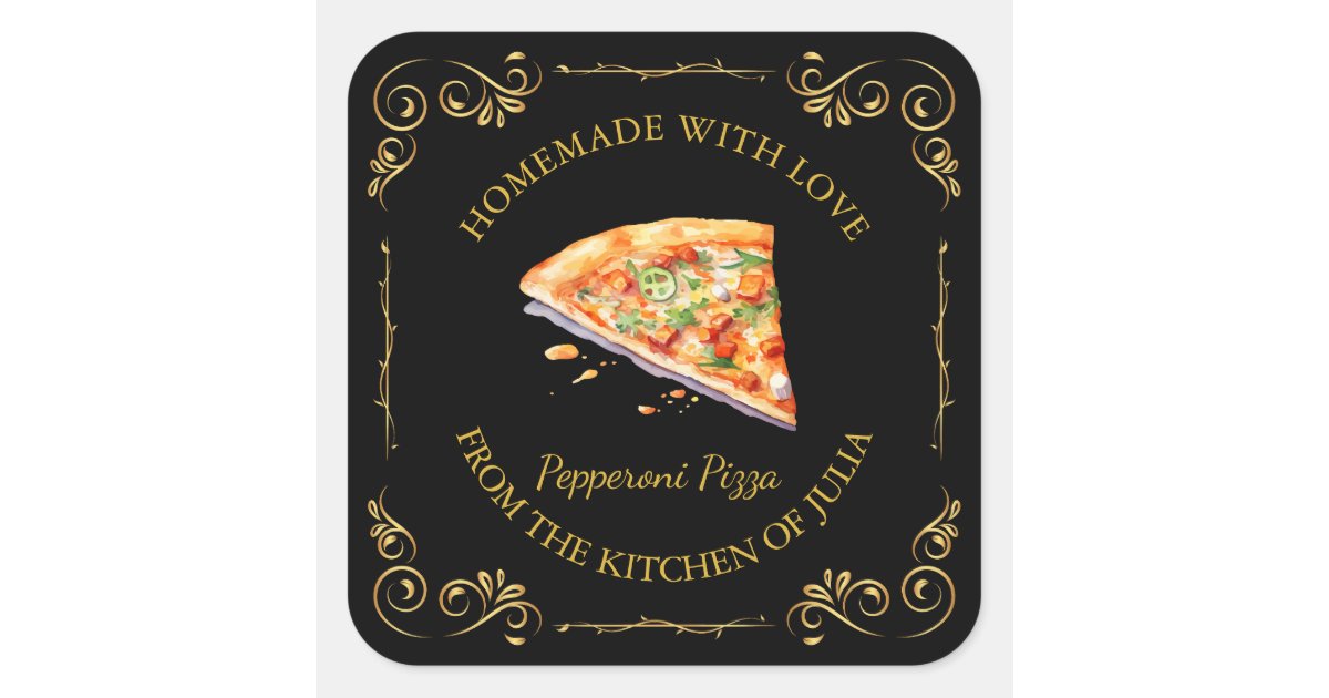 Vintage Homemade Pizza Square Label | Zazzle