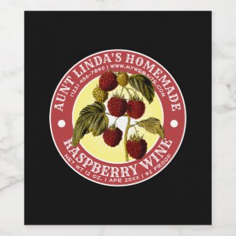 Vintage Homemade Raspberry Wine Label Template | Zazzle