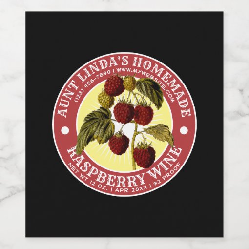 Vintage Homemade Raspberry Wine Label Template | Zazzle