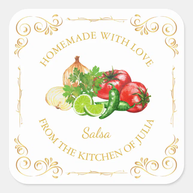 Vintage Homemade Salsa Square Label | Zazzle