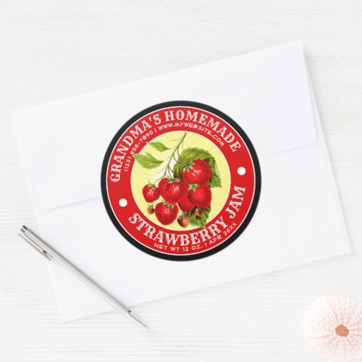 Vintage Homemade Strawberry Jam Label Template | Zazzle