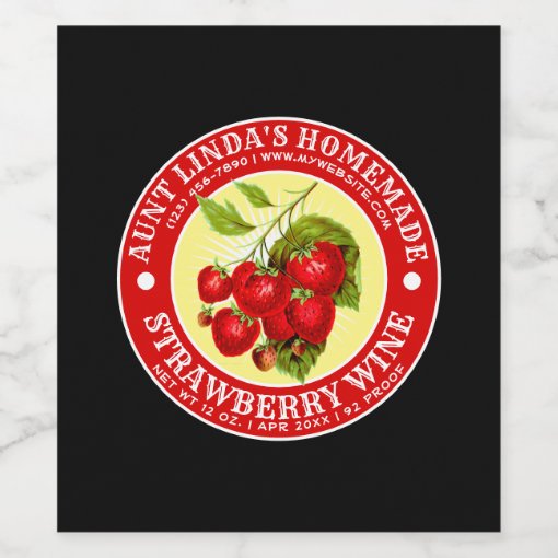 Vintage Homemade Strawberry Wine Label Template | Zazzle