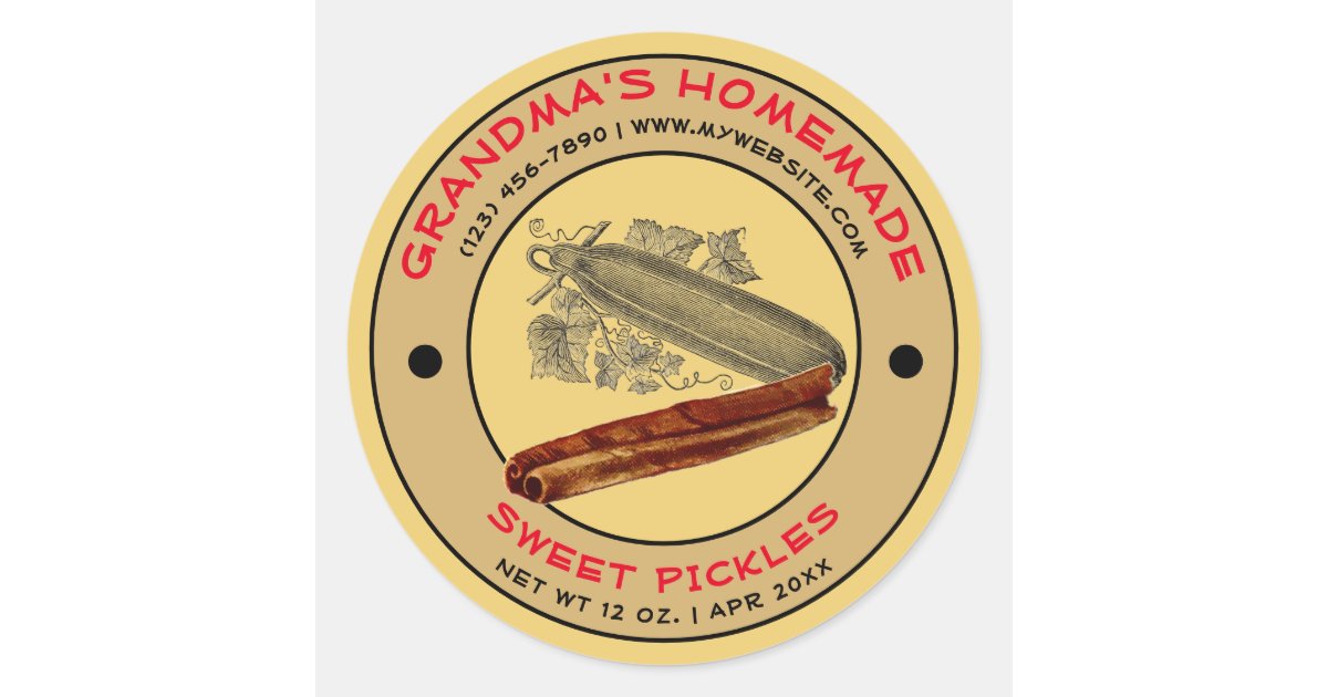 Vintage Homemade Sweet Pickles Label Template | Zazzle