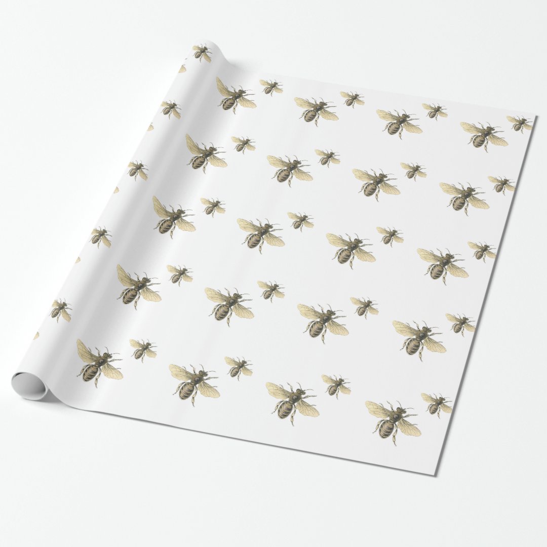 Vintage Honey Bee Design Wrapping Paper | Zazzle