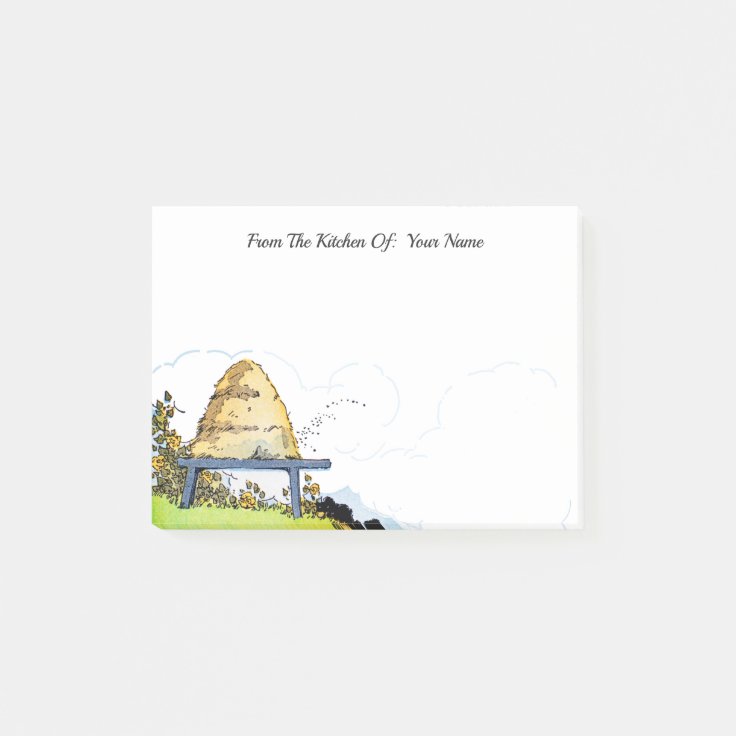 Vintage Honey Bee Hive Custom Script Stickies Post-it Notes | Zazzle