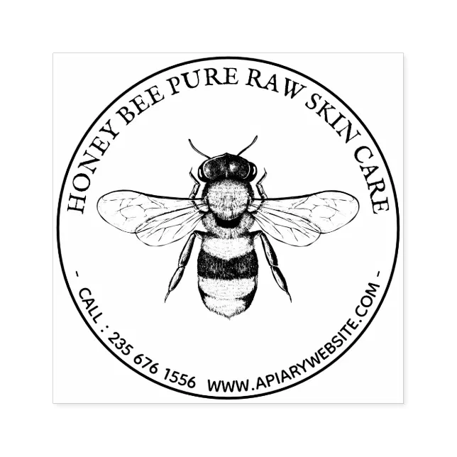 Vintage Honey Bee Round Rubber Stamp | Zazzle