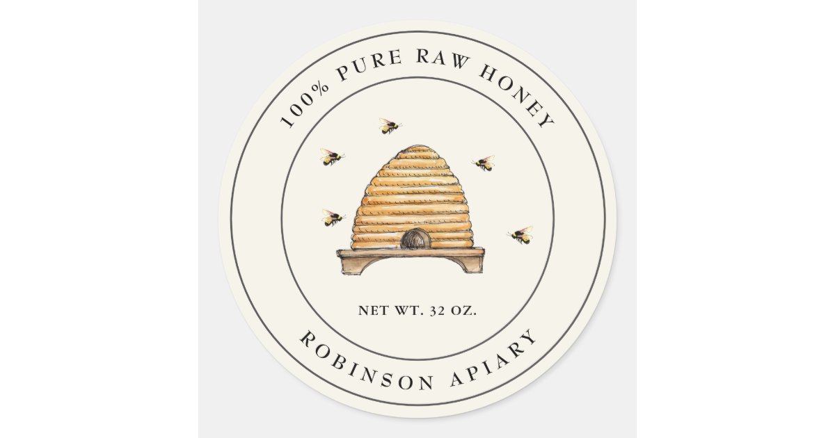 Vintage Honey hive and bees Label | Zazzle